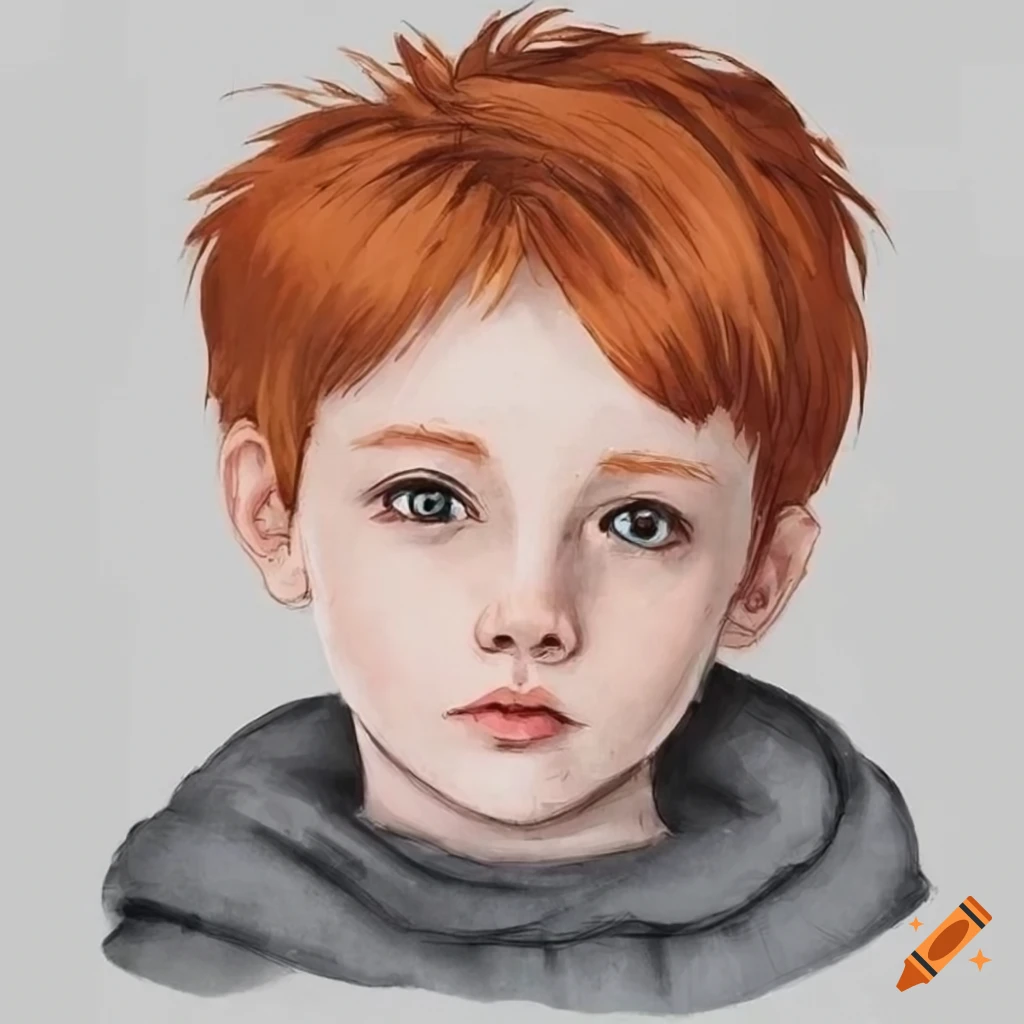 Garçon en costume manga avec des yeux gris et des cheveux roux on Craiyon