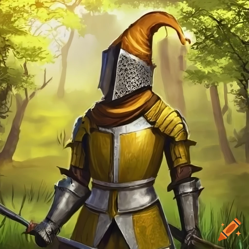 Knight arriving at a wizard's castle on Craiyon