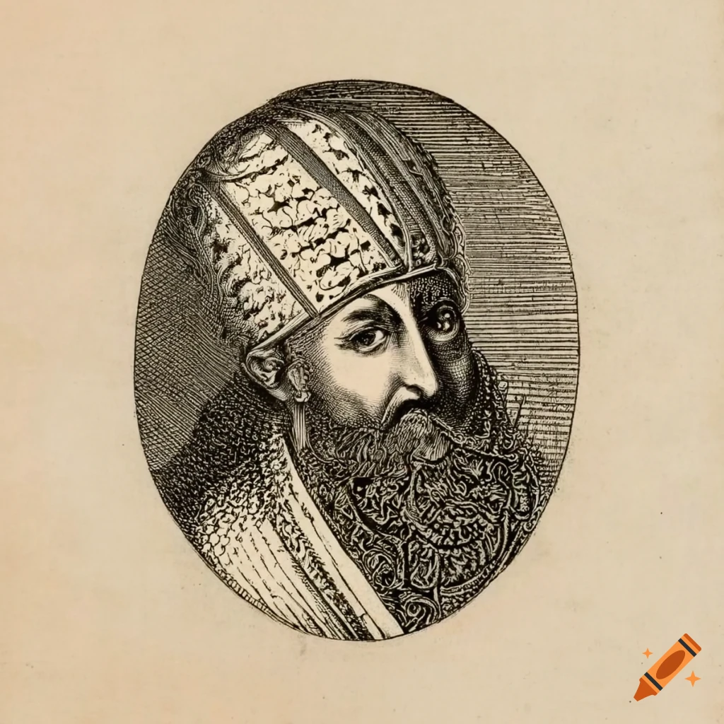 Old engraving of a european muslim sultan