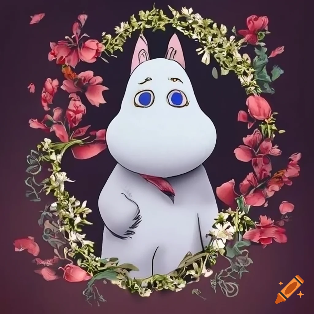 Floral moomin illustration