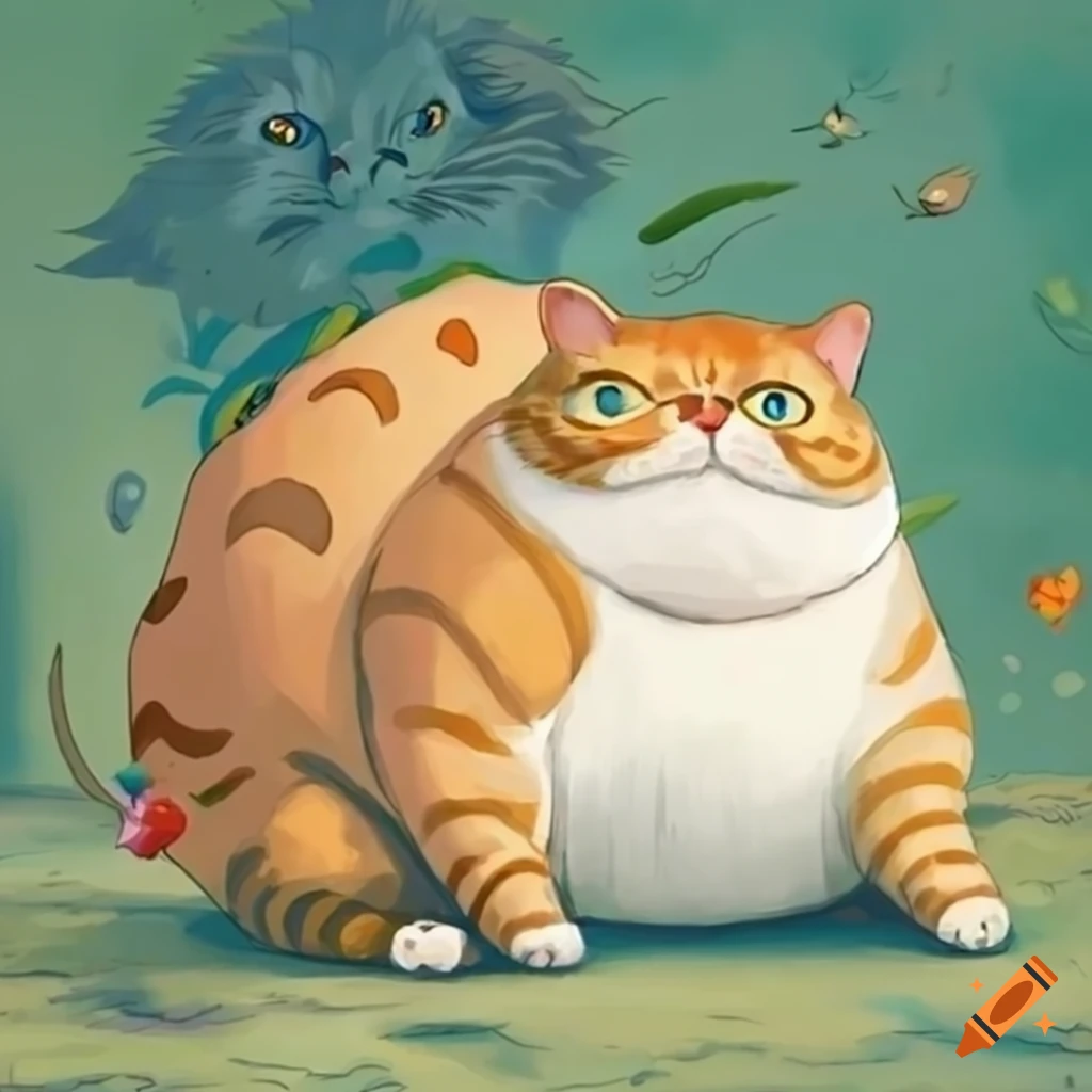 Cute fat cat from studio ghibli