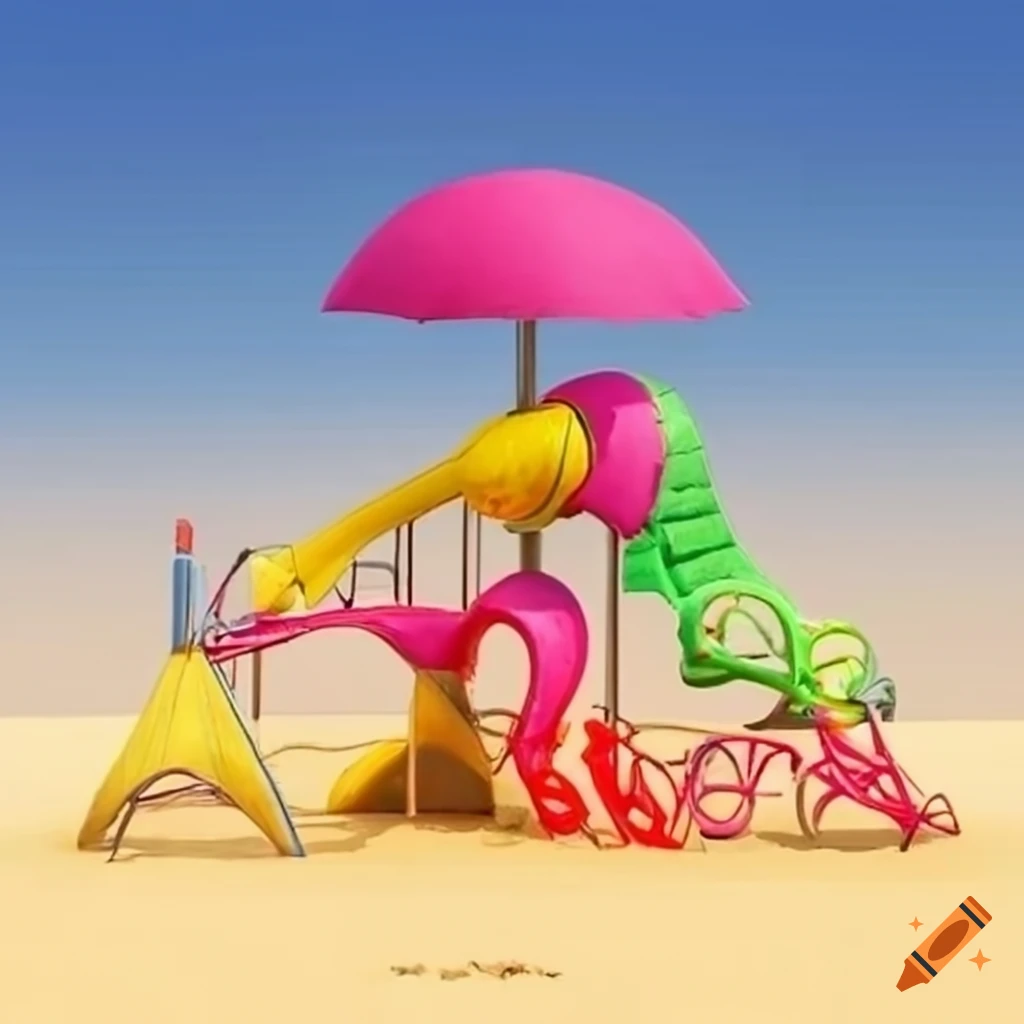 Funny surrealist playground with colorful structures