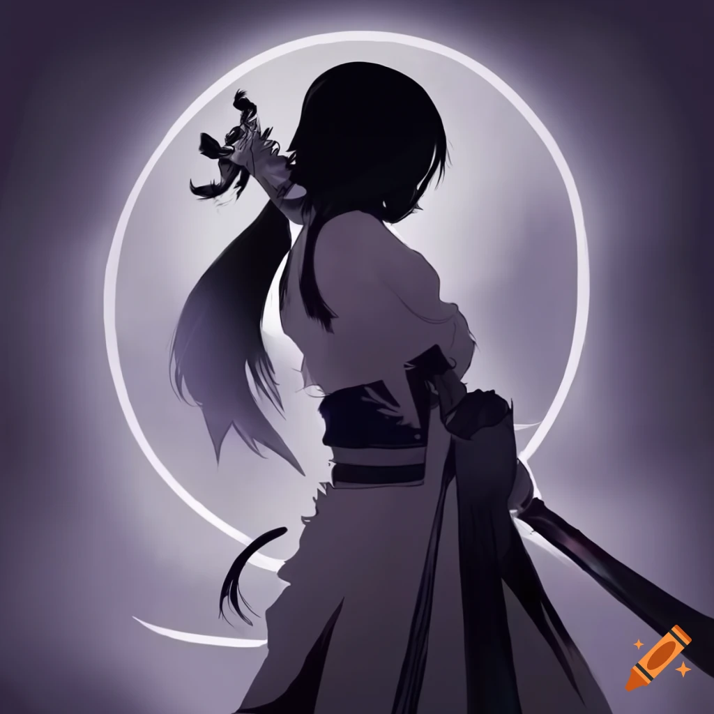 Minimalistic silhouette of a female samurai on Craiyon