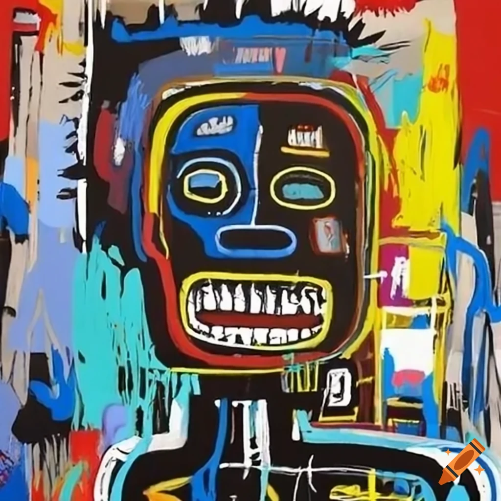 Paintings with basquiat symbols on Craiyon