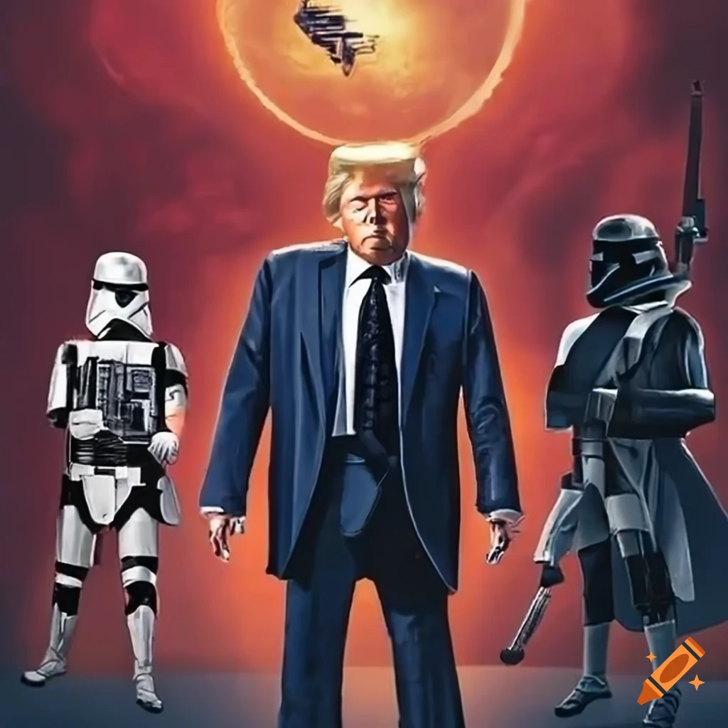 Star wars movie poster with trump as a character