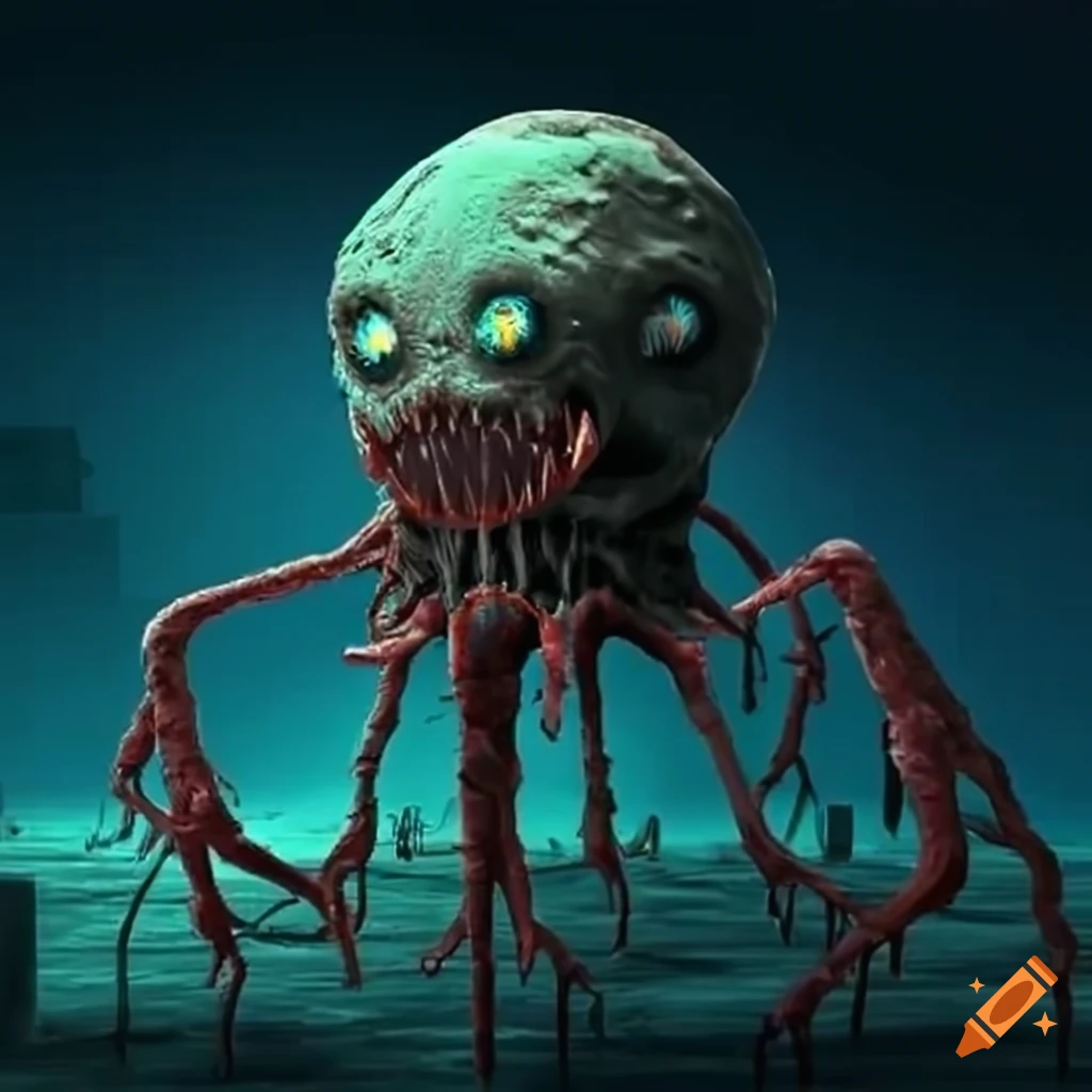 Glowing biopunk cityscape with green moss, plants, mushrooms, and ...