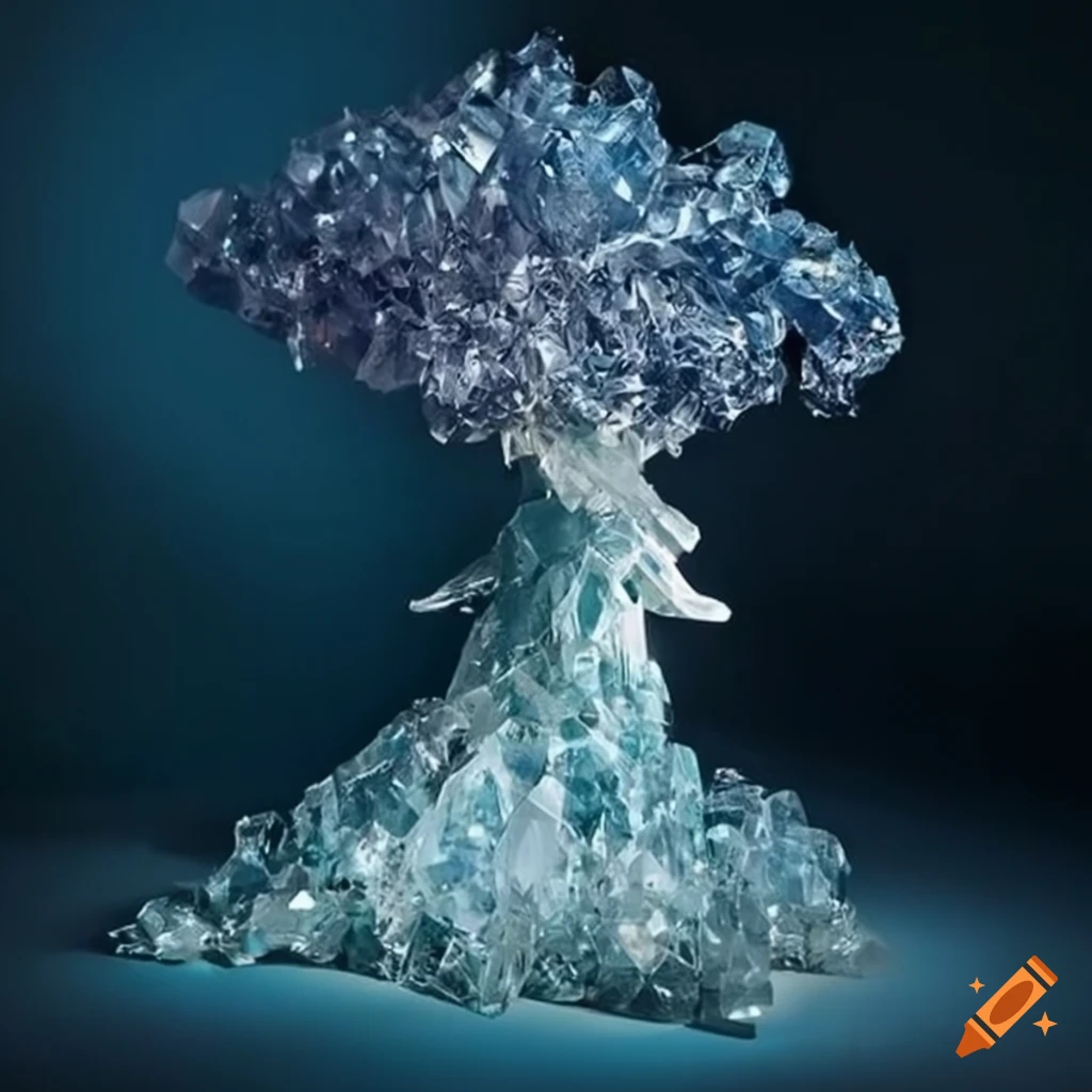 Intricately detailed ice sculpture of a cicada with a champagne glass ...