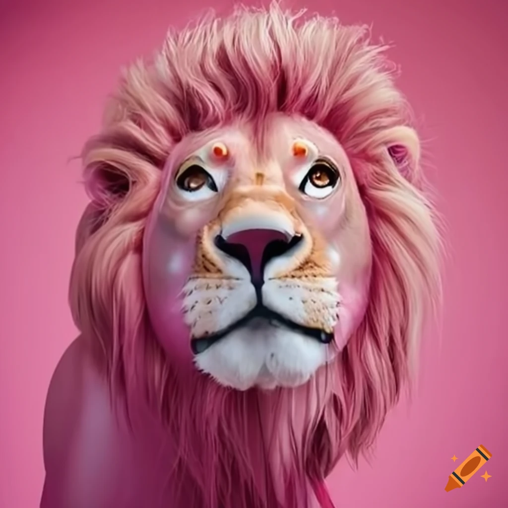 Pink lion in a circus on Craiyon