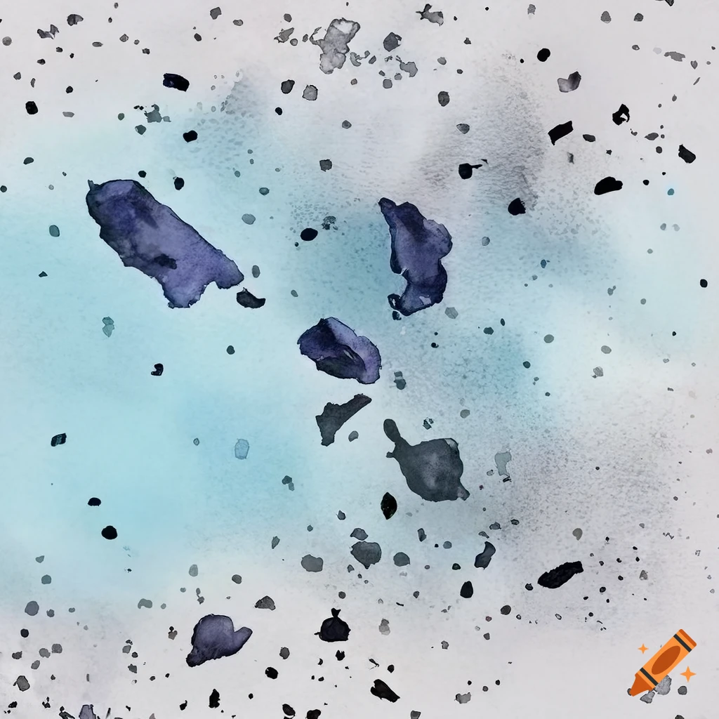 Close-up of falling rocks in watercolor painting on Craiyon