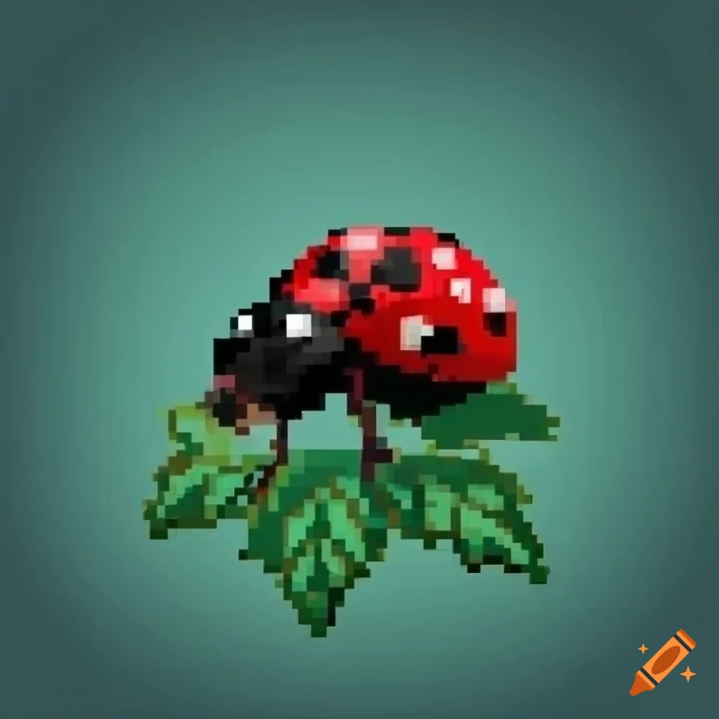 Pixel art of a ladybug on a ripe blackberry on Craiyon