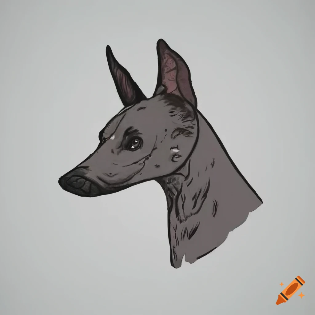 Outline art of a majestic Xoloitzcuintli profile on Craiyon