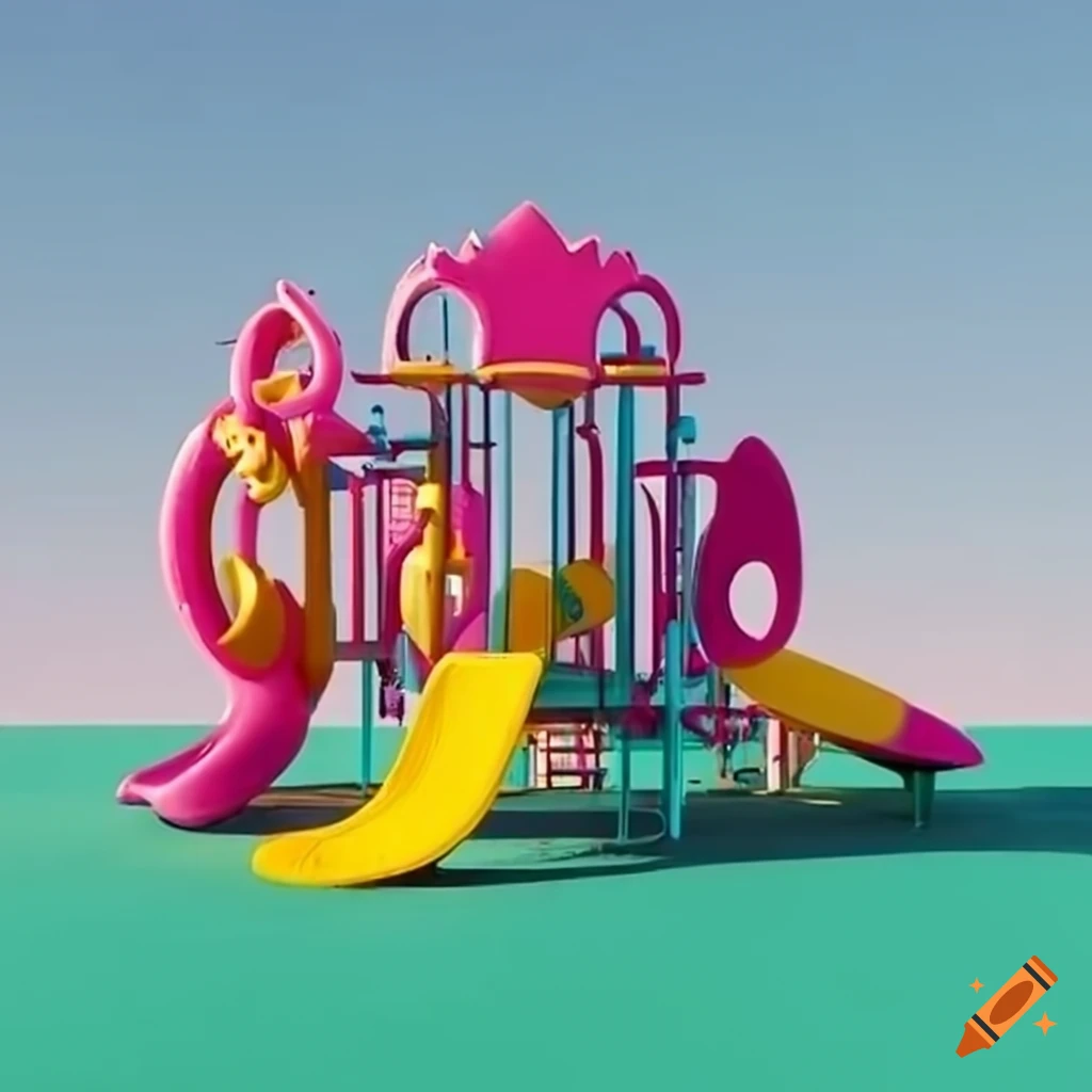 Surreal playground with vibrant colors