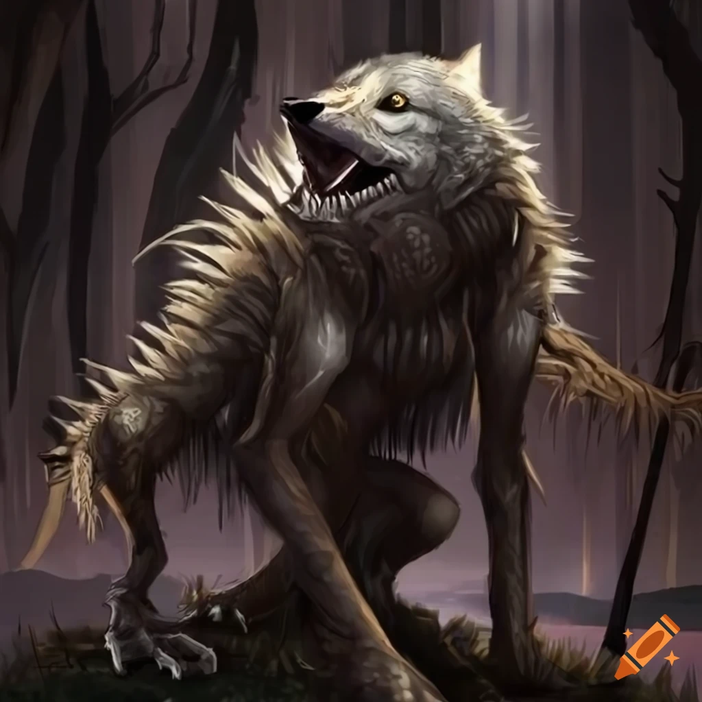 Image of a necromorph timber wolf on Craiyon