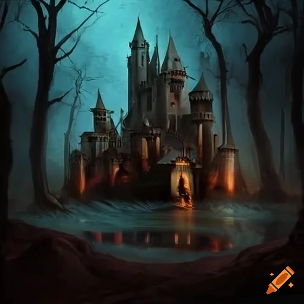 Gothic fantasy castle on Craiyon