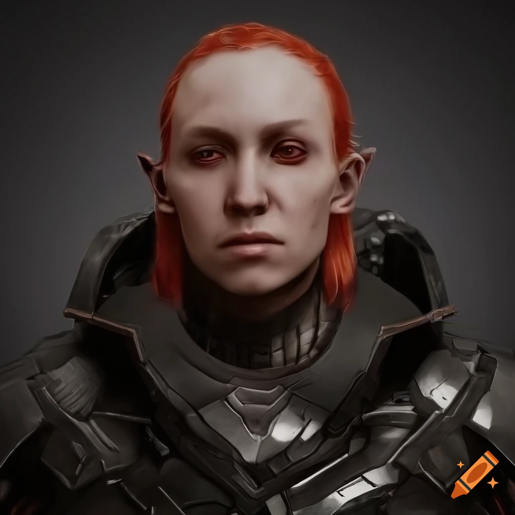 Portrait of a pale white-skinned elf religious man with unique tattoos ...