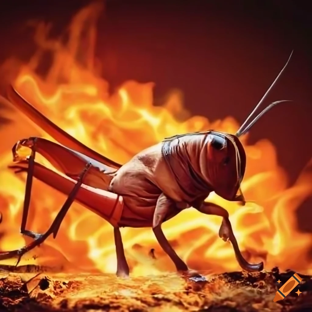 Close-up of a fire cricket on Craiyon
