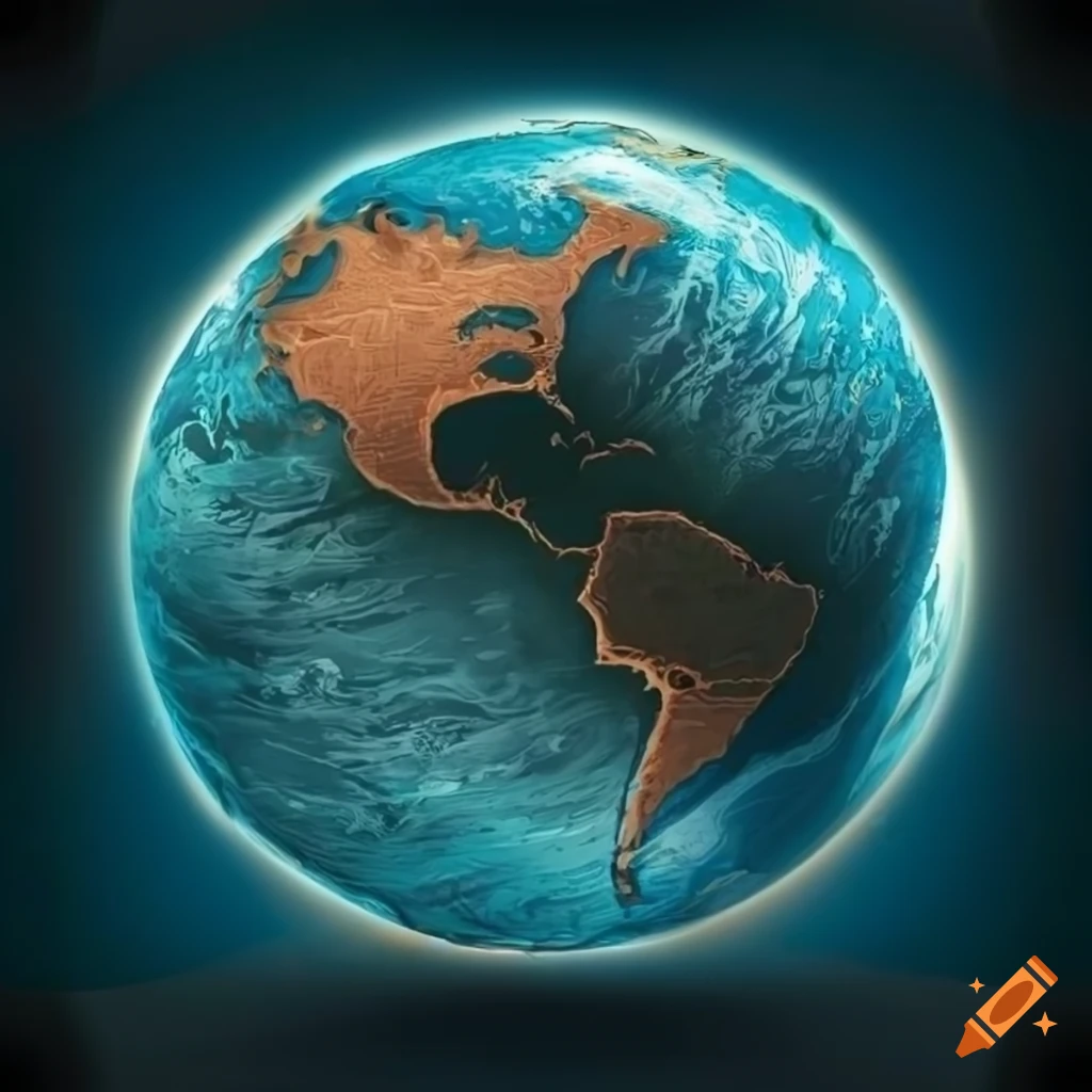 Abstract illustration of the earth with tribal patterns on Craiyon