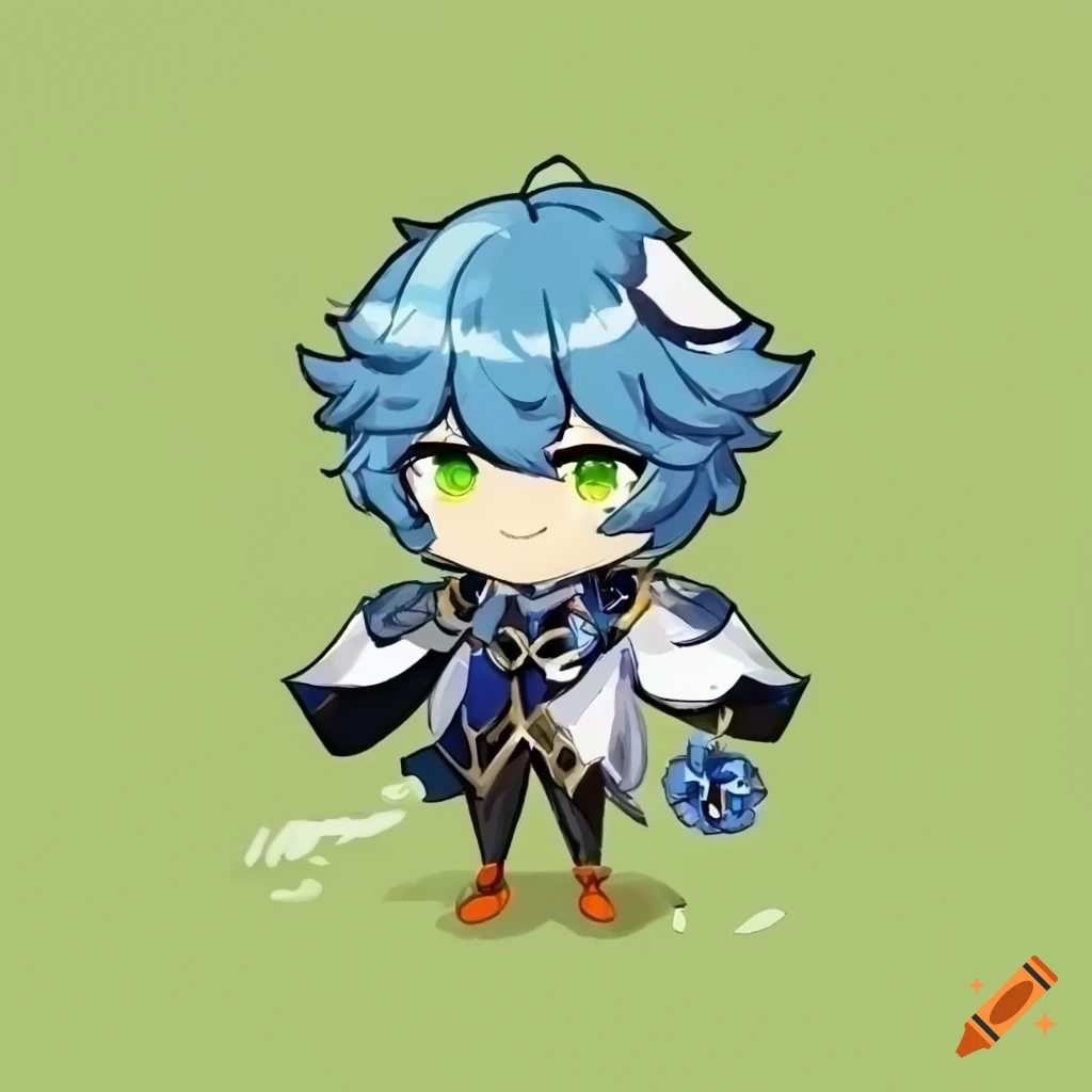Chibi-style male seagull OC from Genshin Impact on Craiyon