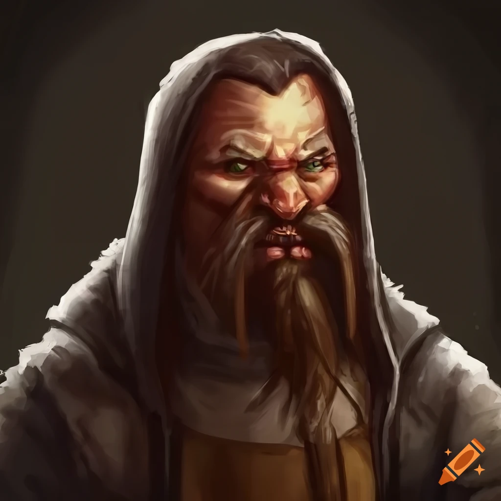 Concept art of a hooded dwarf duergar on Craiyon