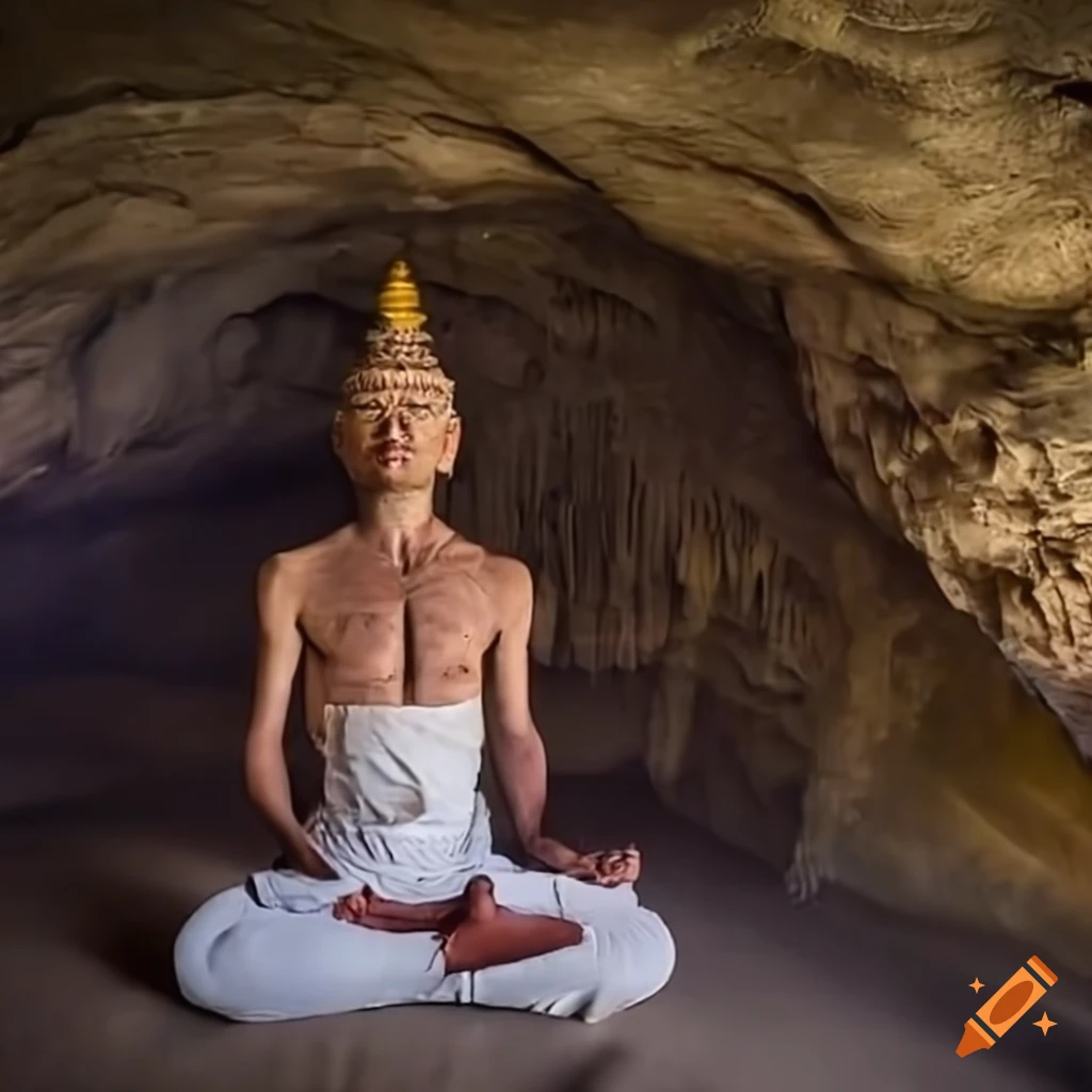 Yogi meditating in a Himalayan cave on Craiyon