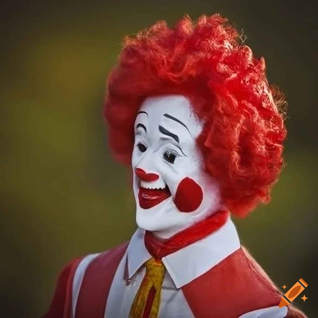Ronald mcdonald in a dystopian landscape on Craiyon
