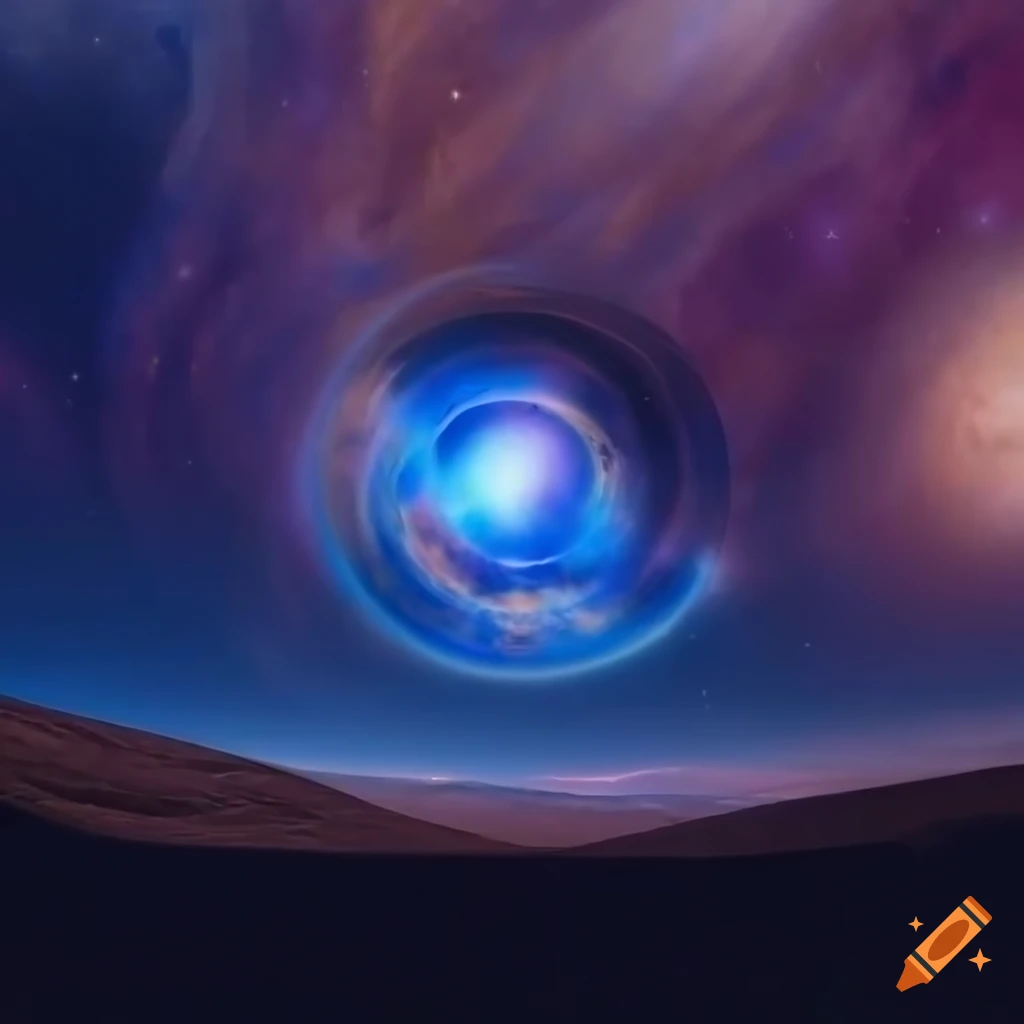 Colorful cosmic landscape with planetary cycles on Craiyon