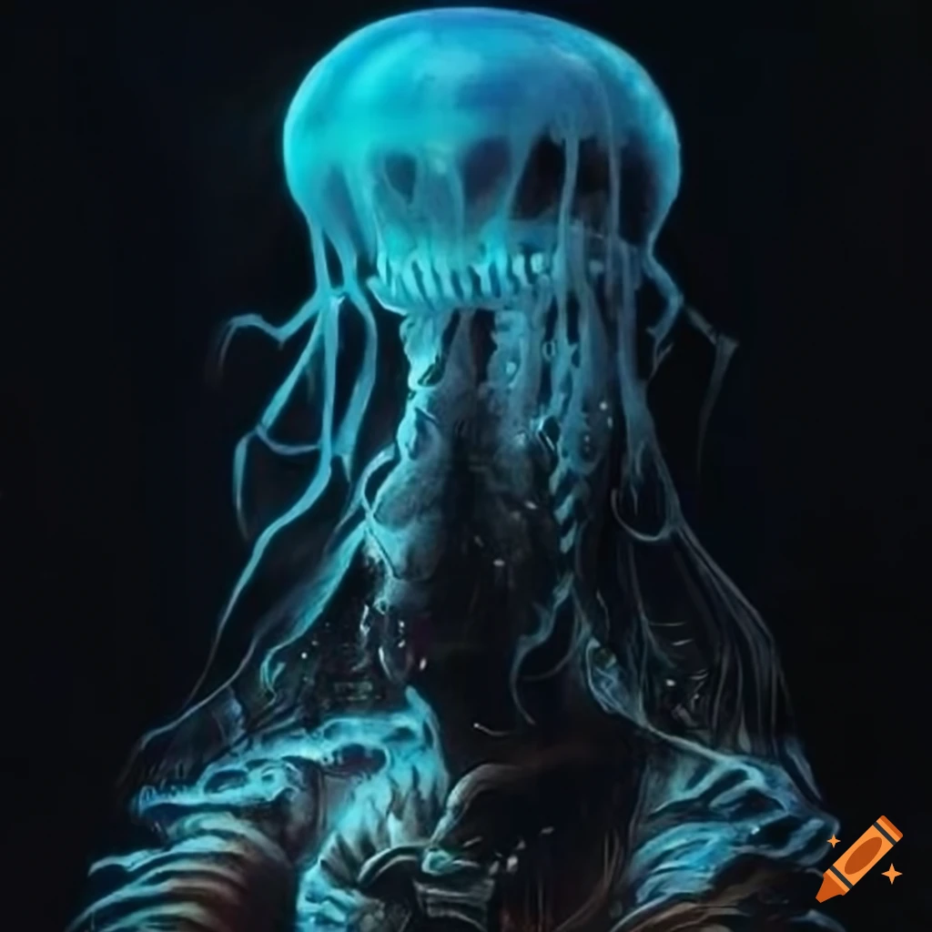 Mythical sea creature holding magical weapons on Craiyon