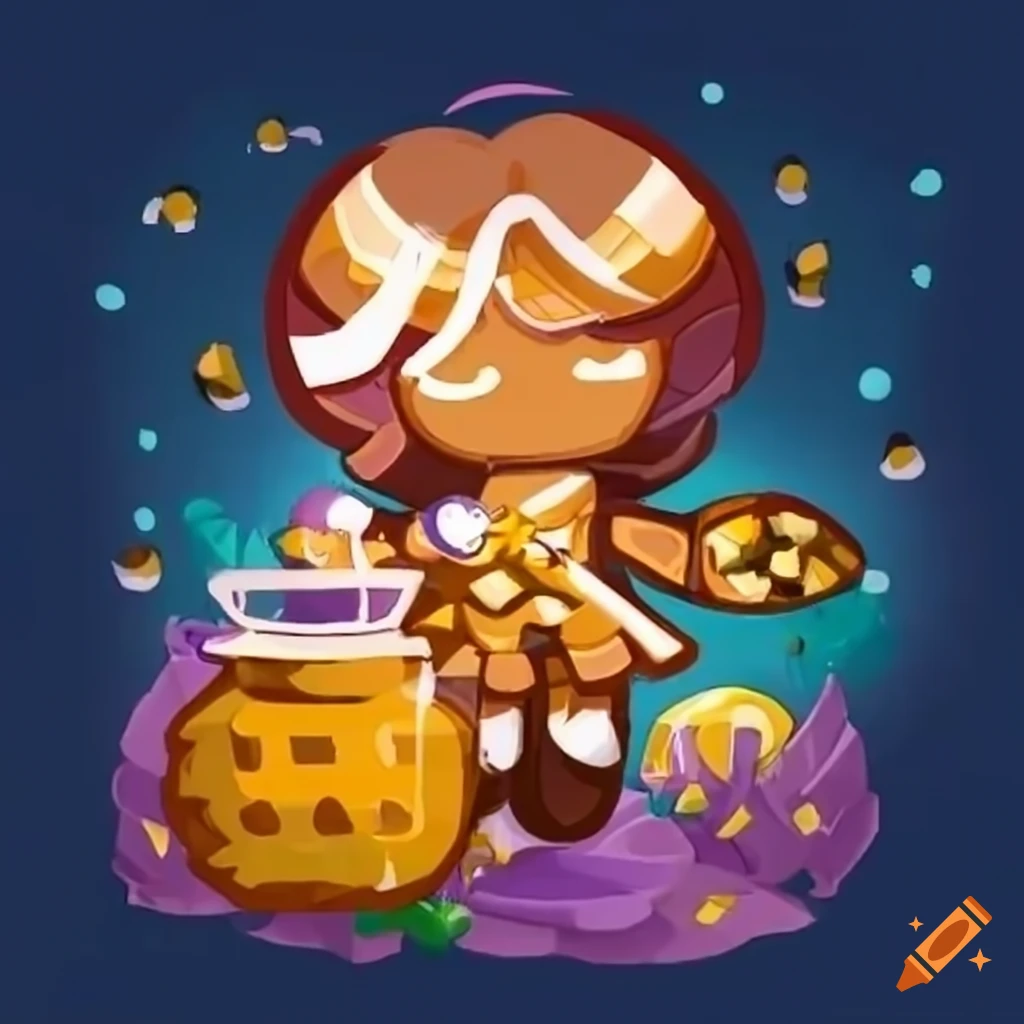 Cute character from cookie run with bees and honey