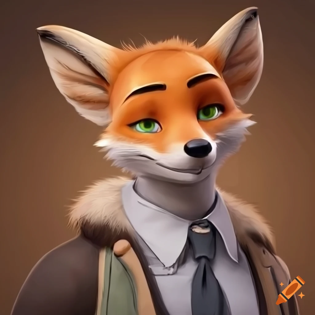 Light orange fox character working