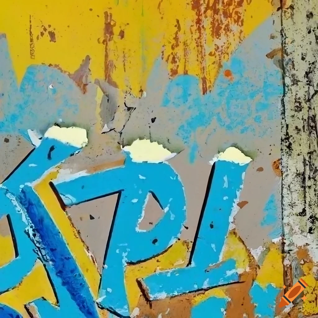 Close-up of colorful graffiti on a torn poster wall on Craiyon