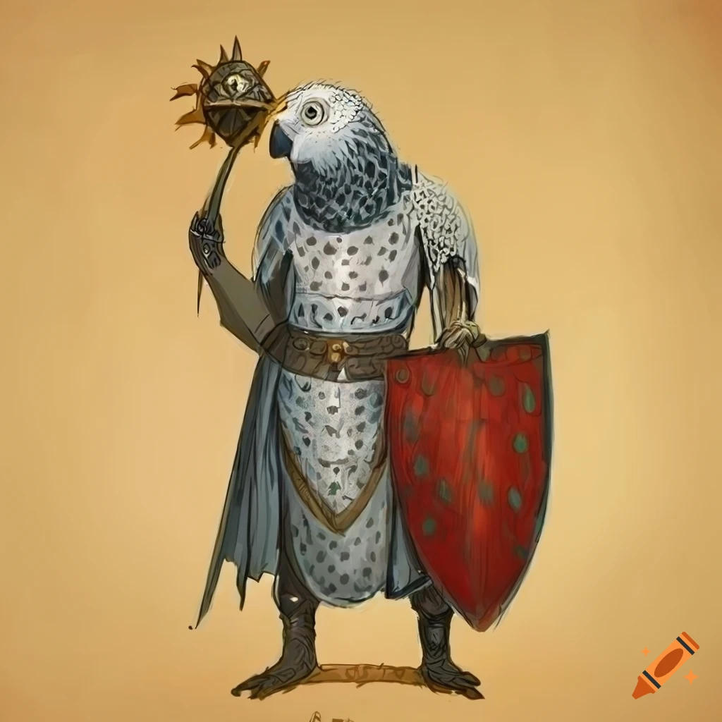 Illustration of an anthropomorphic bird in cleric cloak on Craiyon