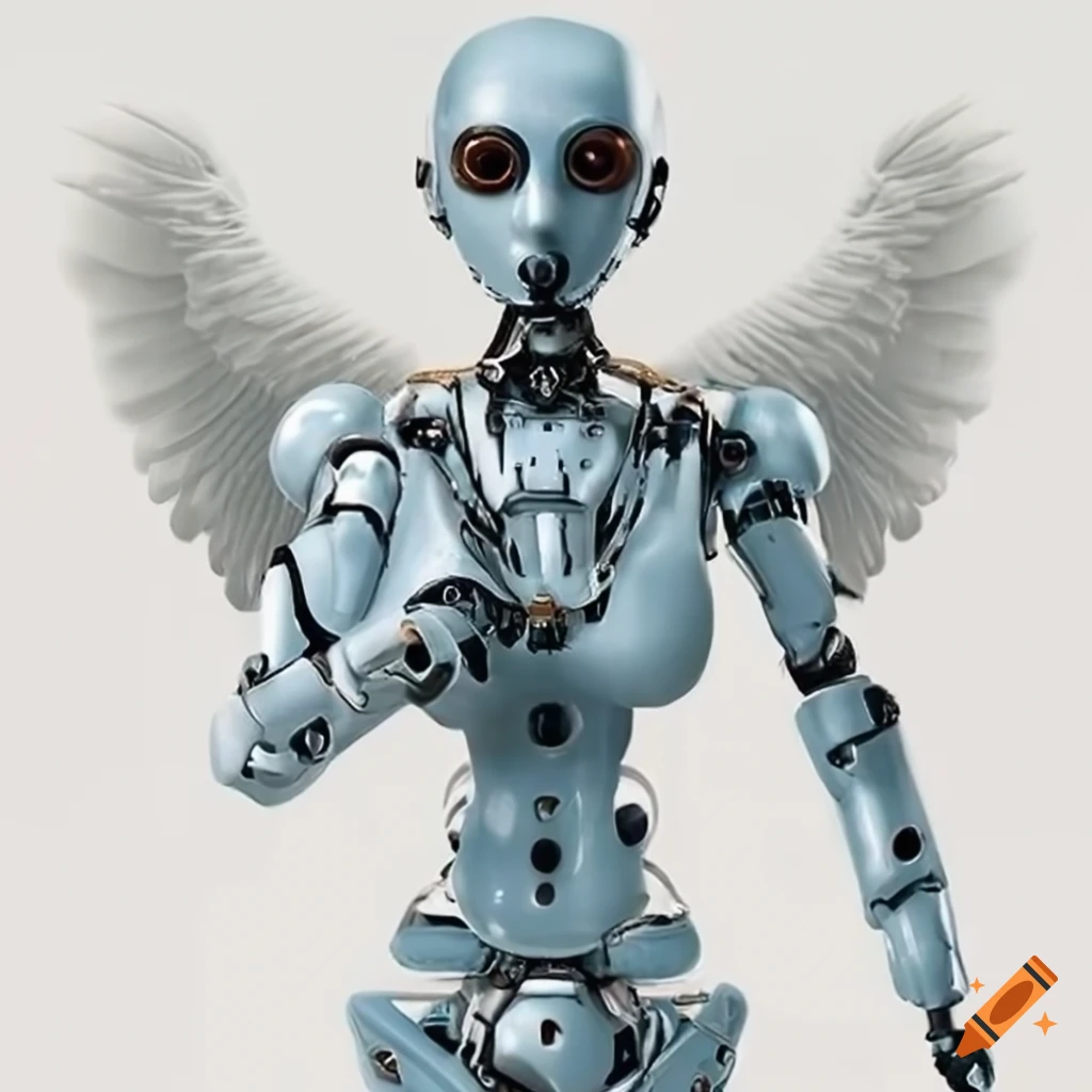Angel robot illustration on Craiyon