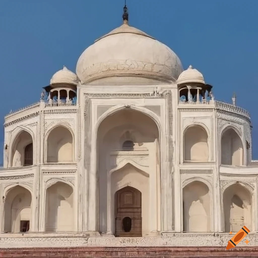 Front view of the mahal white house in mediterranean architectural ...