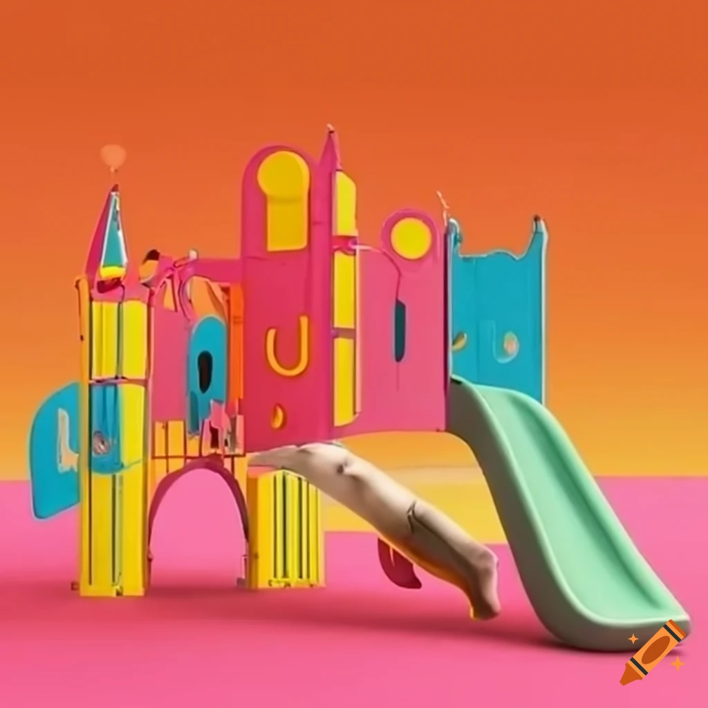 Surrealistic and colorful playground on Craiyon