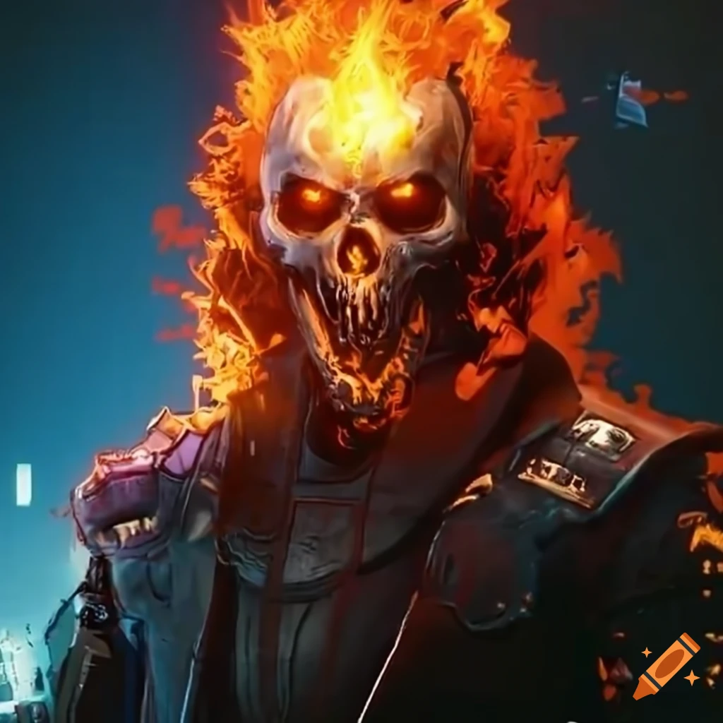 Ghost rider in cyberpunk 2077 on Craiyon