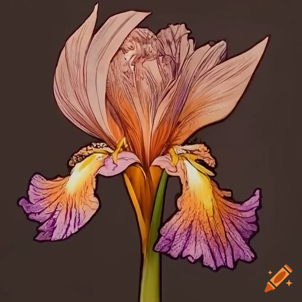 Photoreal drawing of an iris with intricate details on Craiyon