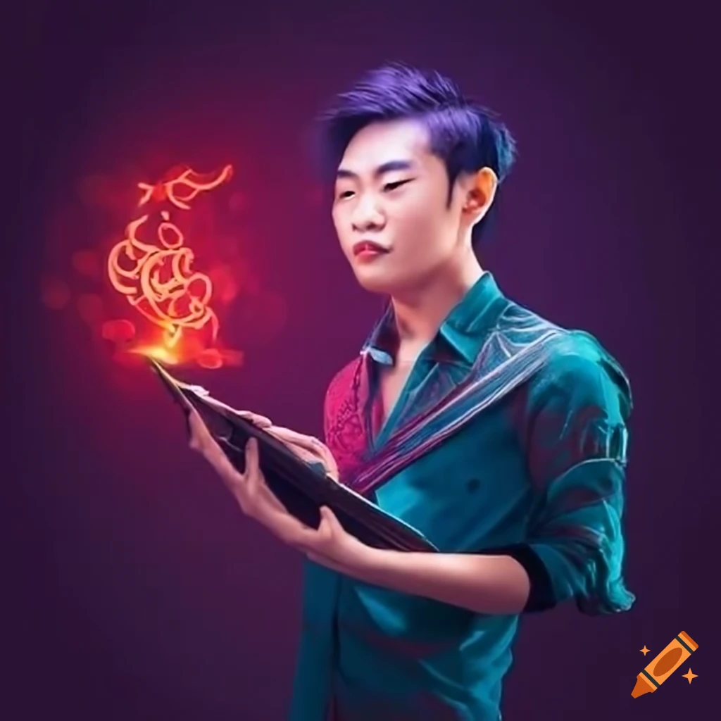 Image of an asian man performing magic