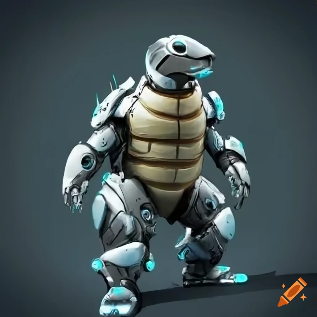 Franklin the turtle kaiju cyborg in futuristic armor on Craiyon