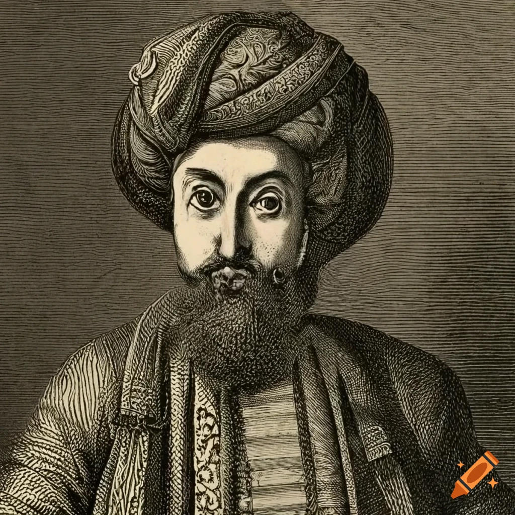 Engraving of an american muslim sultan on Craiyon