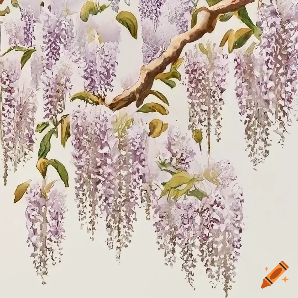 Wisteria pencil drawing vintage scene on Craiyon