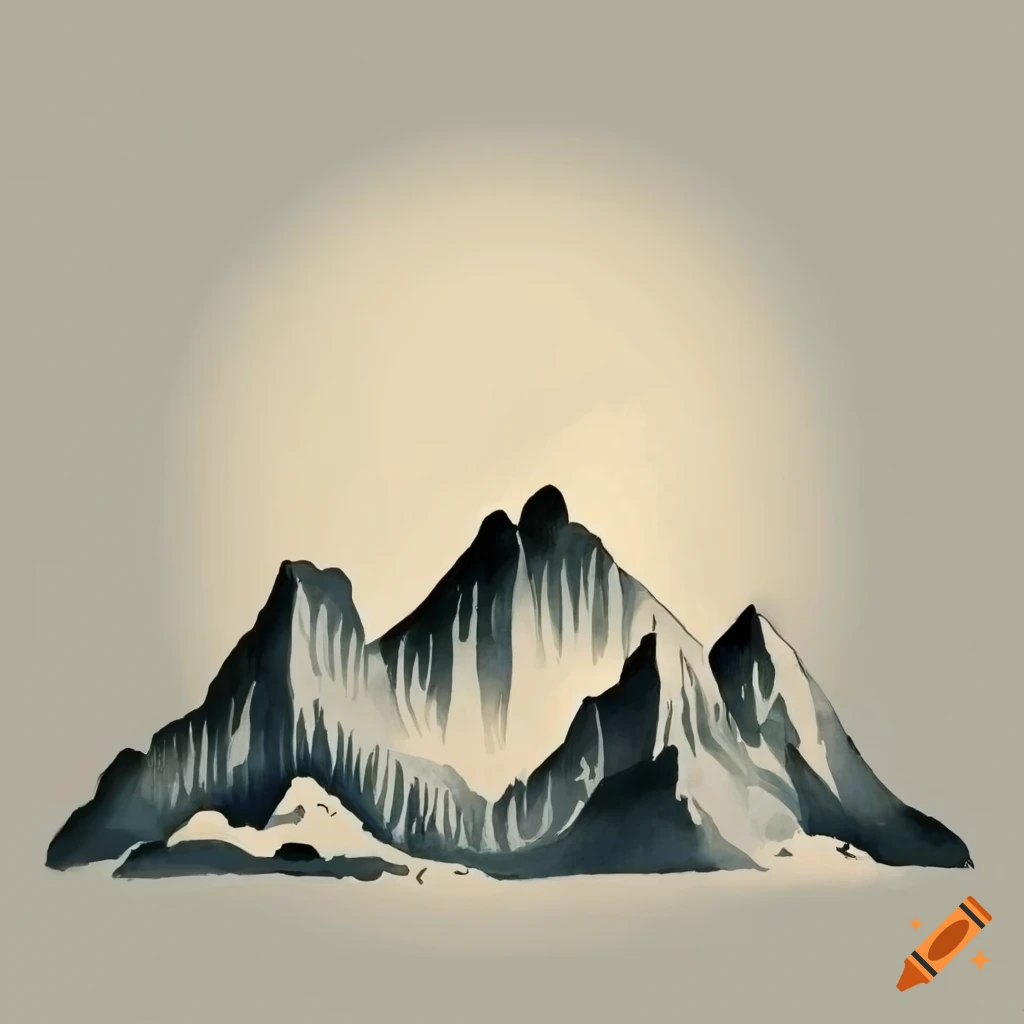 Chinese-style ink drawing of mountains on Craiyon