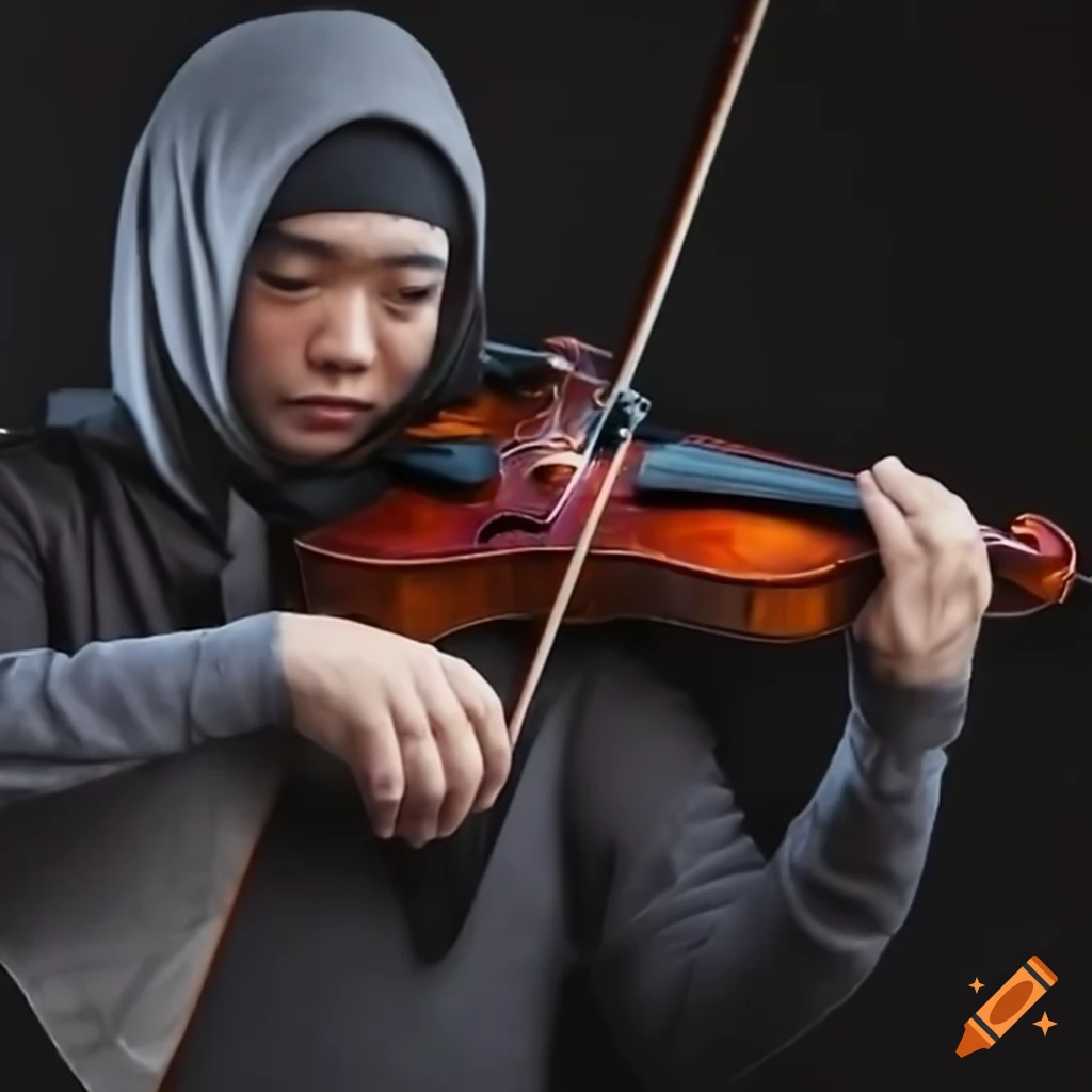 Artistic illustration of a violin-playing ninja on Craiyon