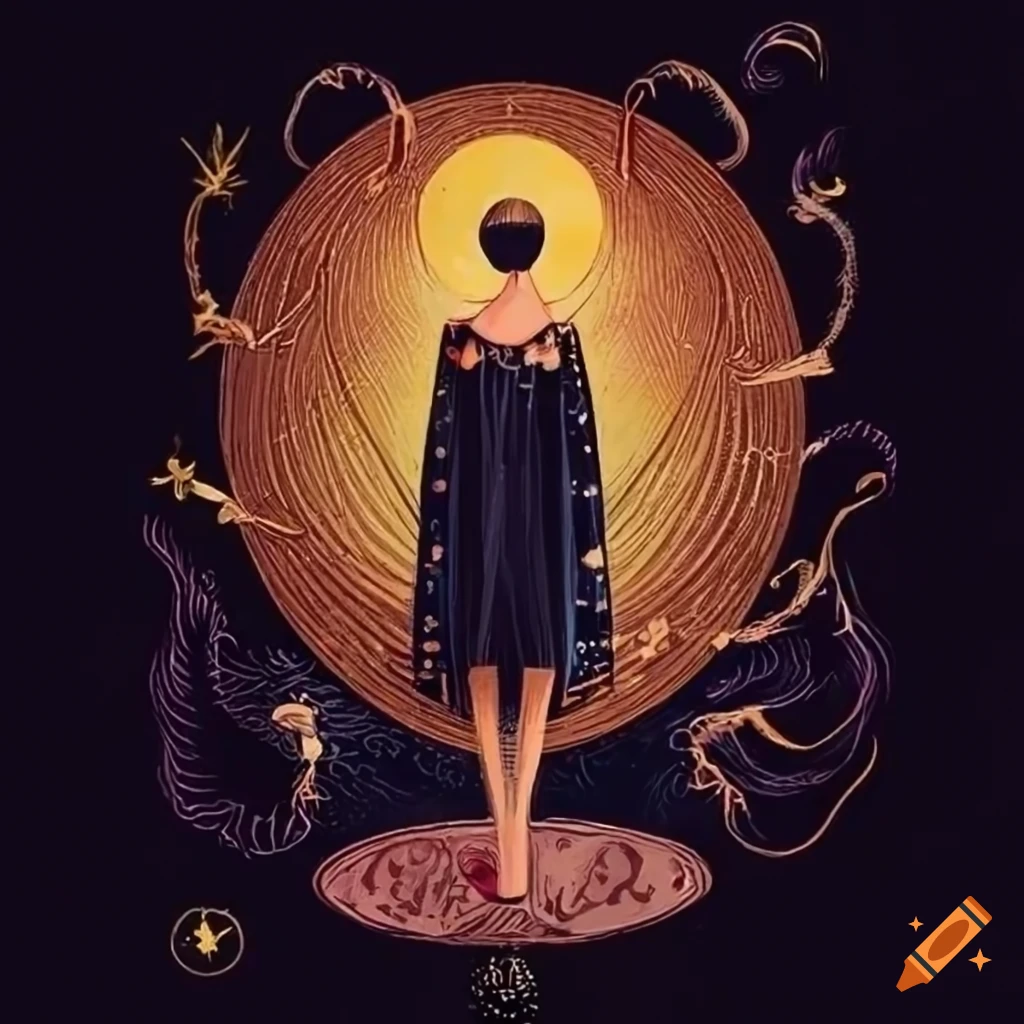 Illustration of a moon tarot card on Craiyon