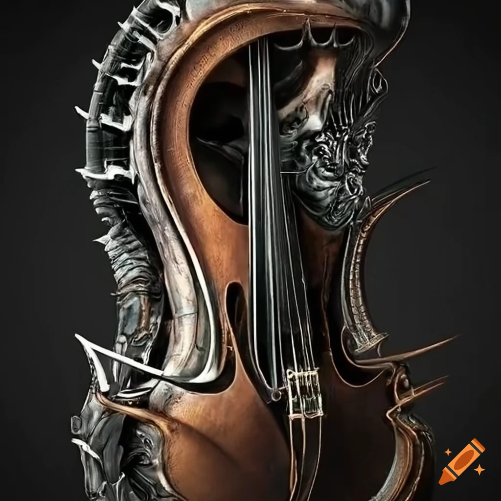 H.r. giger's biomechanical double bass design on Craiyon