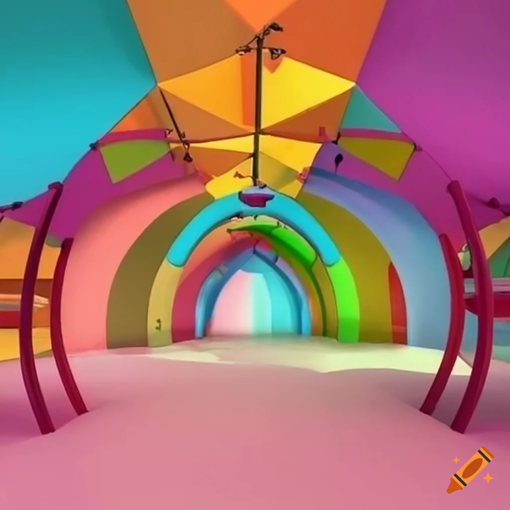 Surrealist and colorful playground on Craiyon