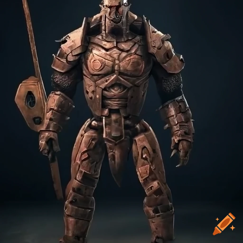 Biomechanical bronze knight sculpture on Craiyon