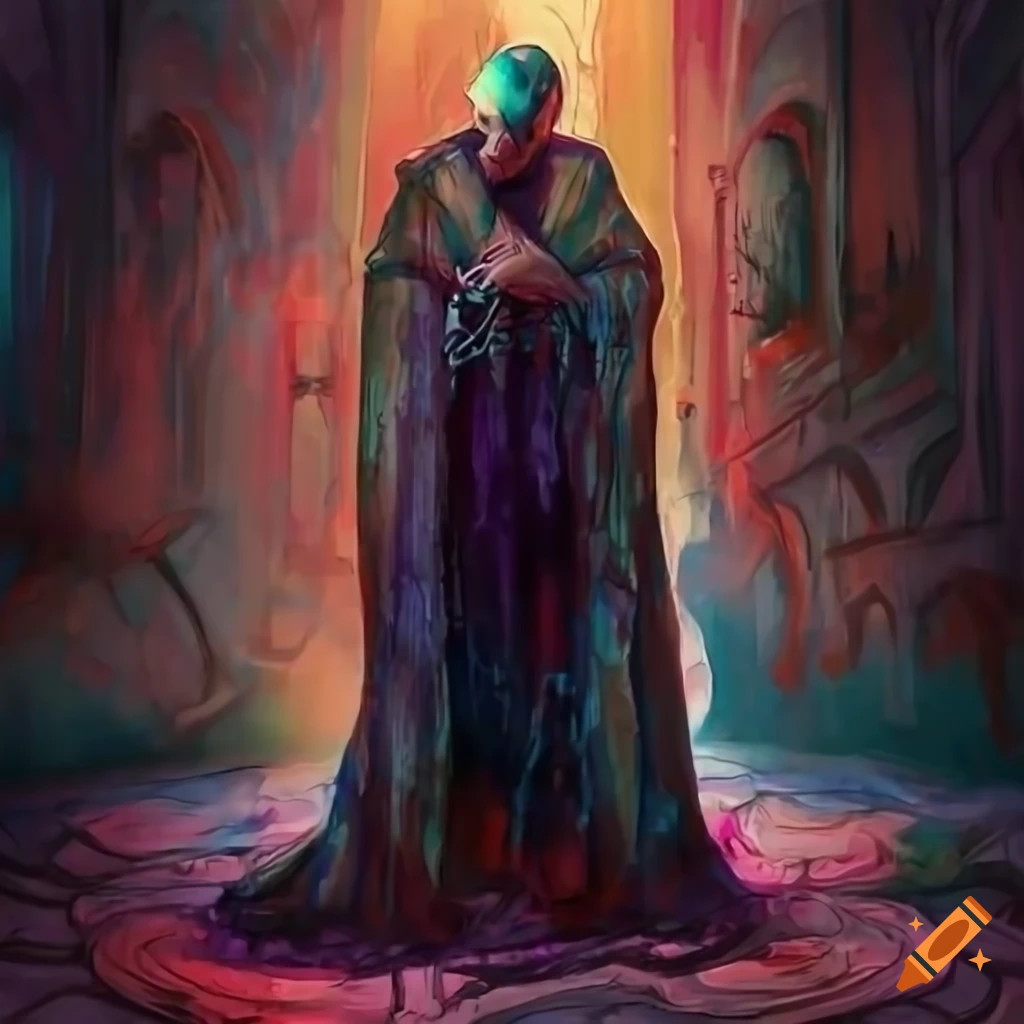 Cyberpunk sci-fi wizard stepping through a magic portal on Craiyon