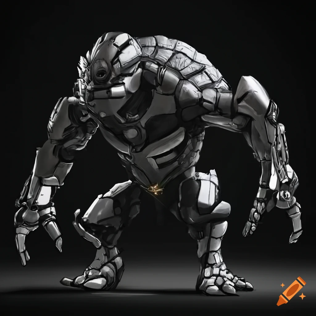 Polymorphism hybrid mech with cel shading on Craiyon