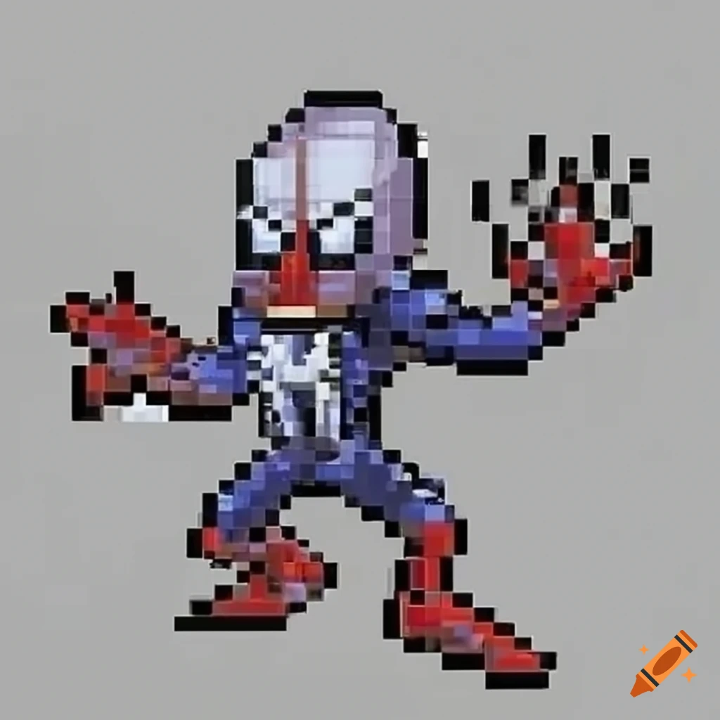 Pixel art of spiderman and venom battle in a video game