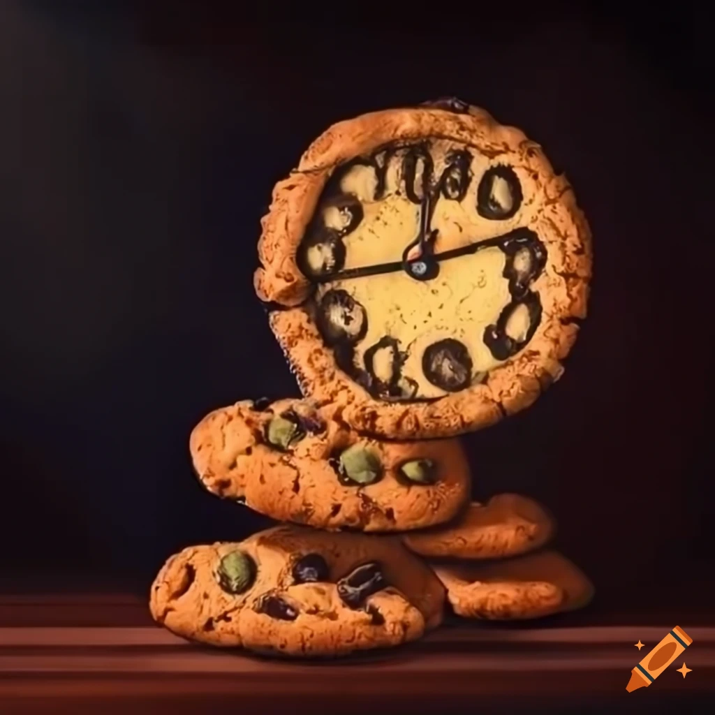 Pie with a clock decoration on Craiyon